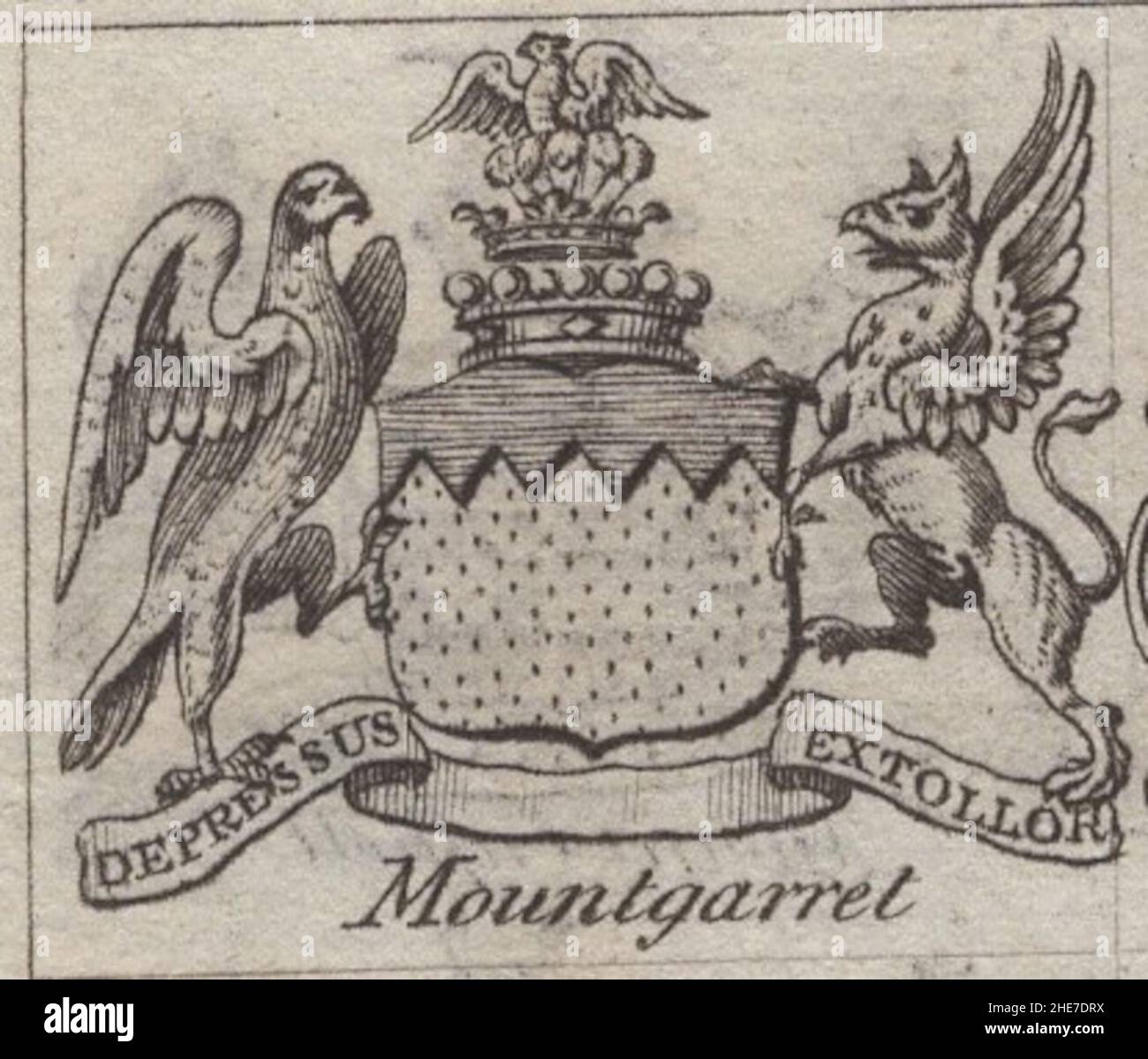 Historical antique 18th century engraving heraldy coat of arms, crest ...