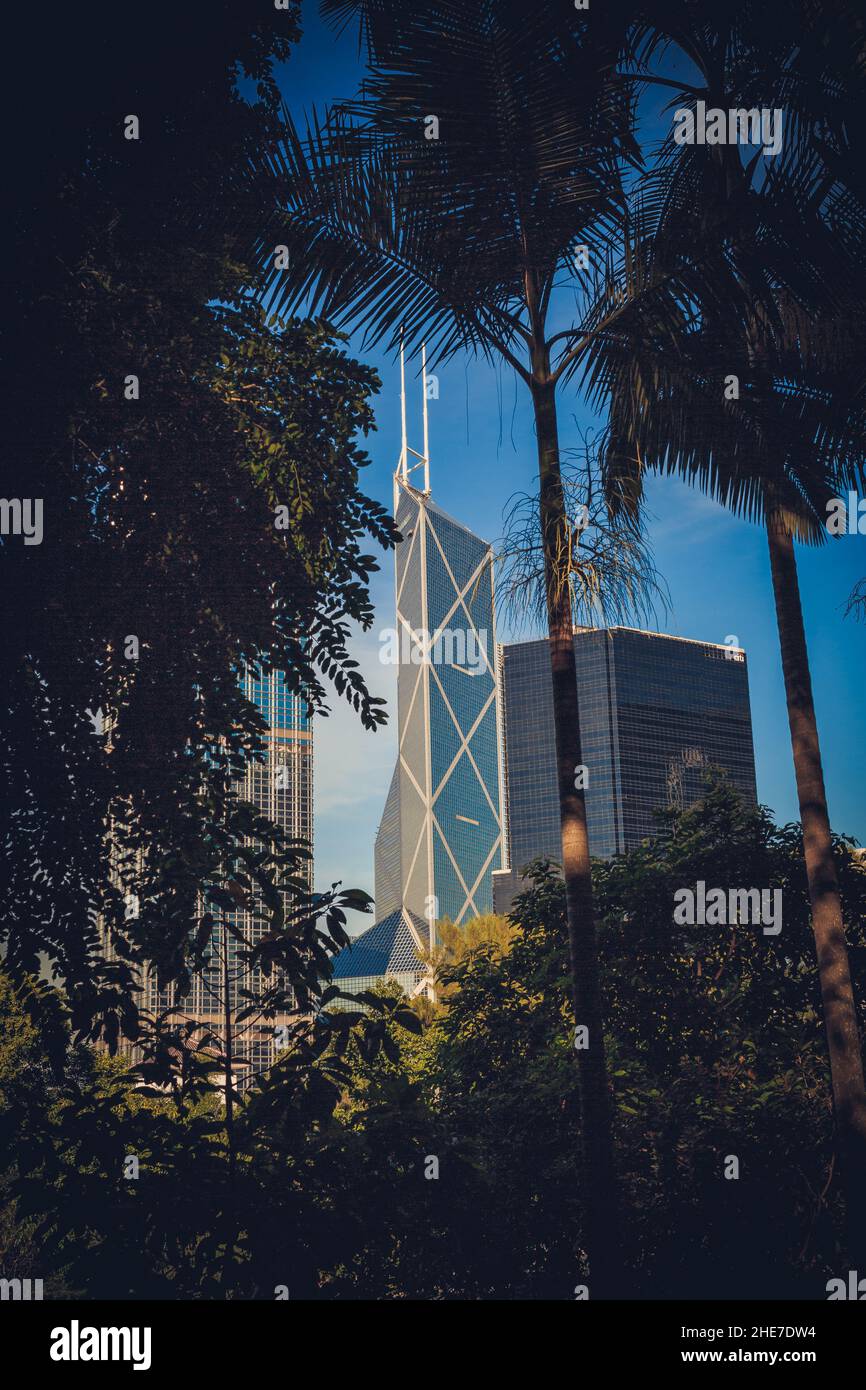 Vertical shot of skyscrapers under the clear skies Stock Photo - Alamy