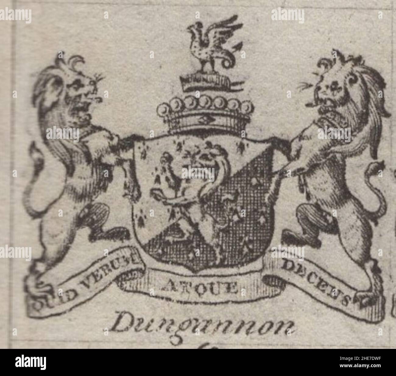 Historical antique 18th century engraving heraldy coat of arms, crest ...