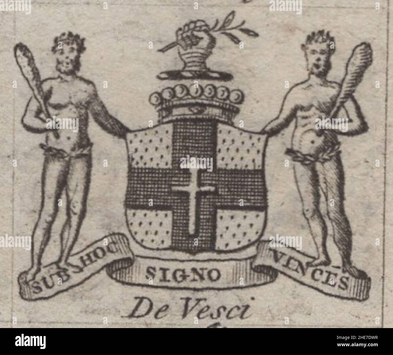 Historical antique 18th century engraving heraldy coat of arms, crest ...