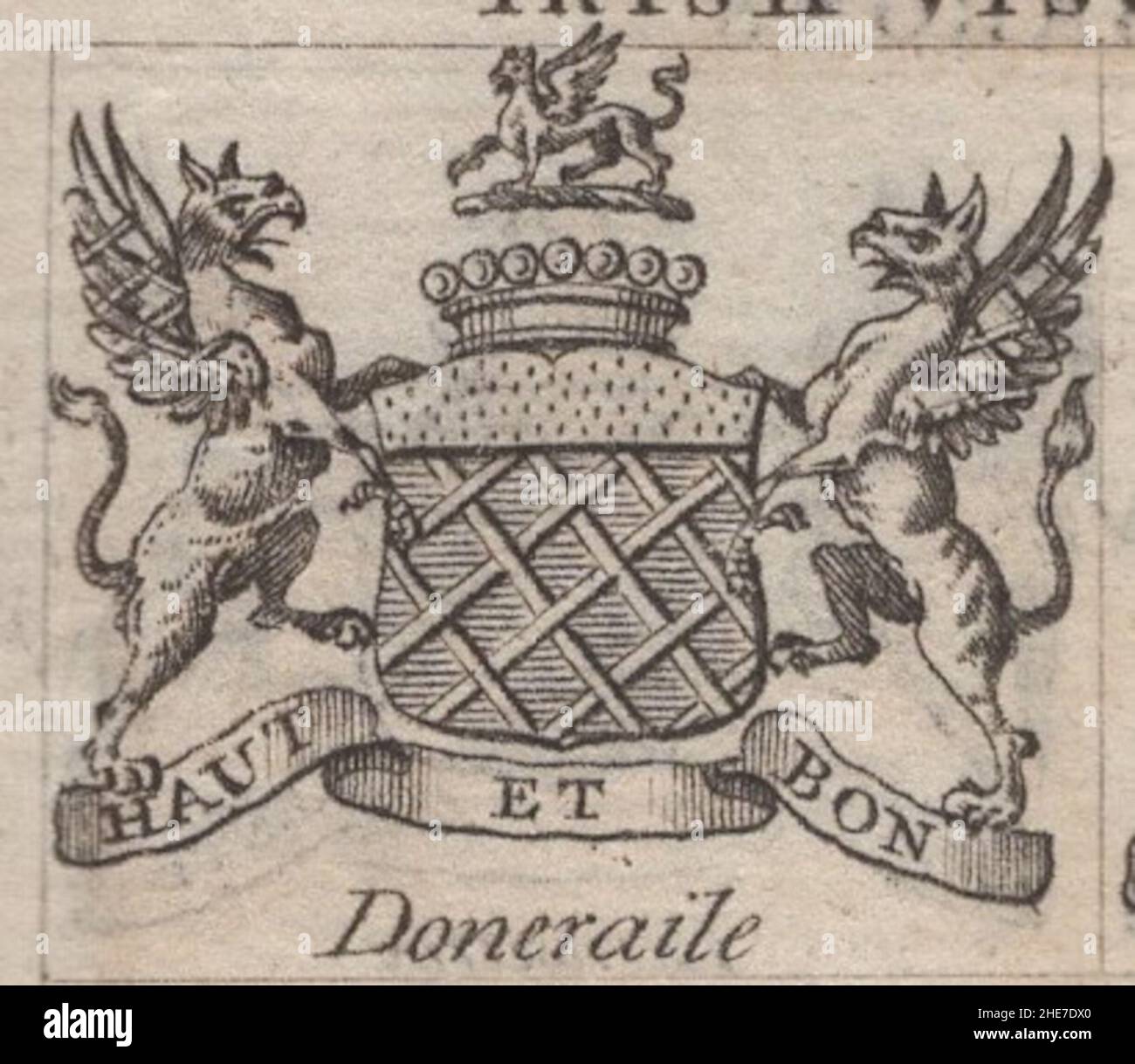 Historical antique 18th century engraving heraldy coat of arms, crest ...