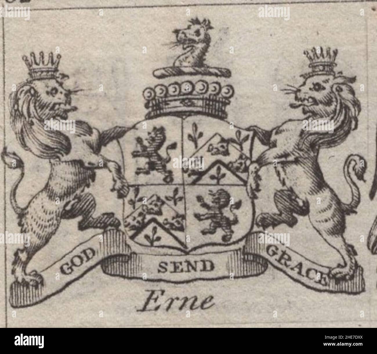 Historical antique 18th century engraving heraldy coat of arms, crest ...