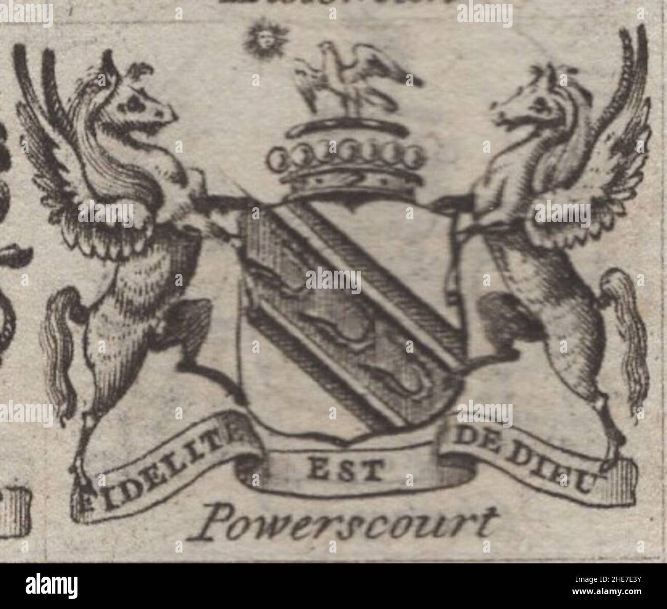 Historical antique 18th century engraving heraldy coat of arms, crest ...