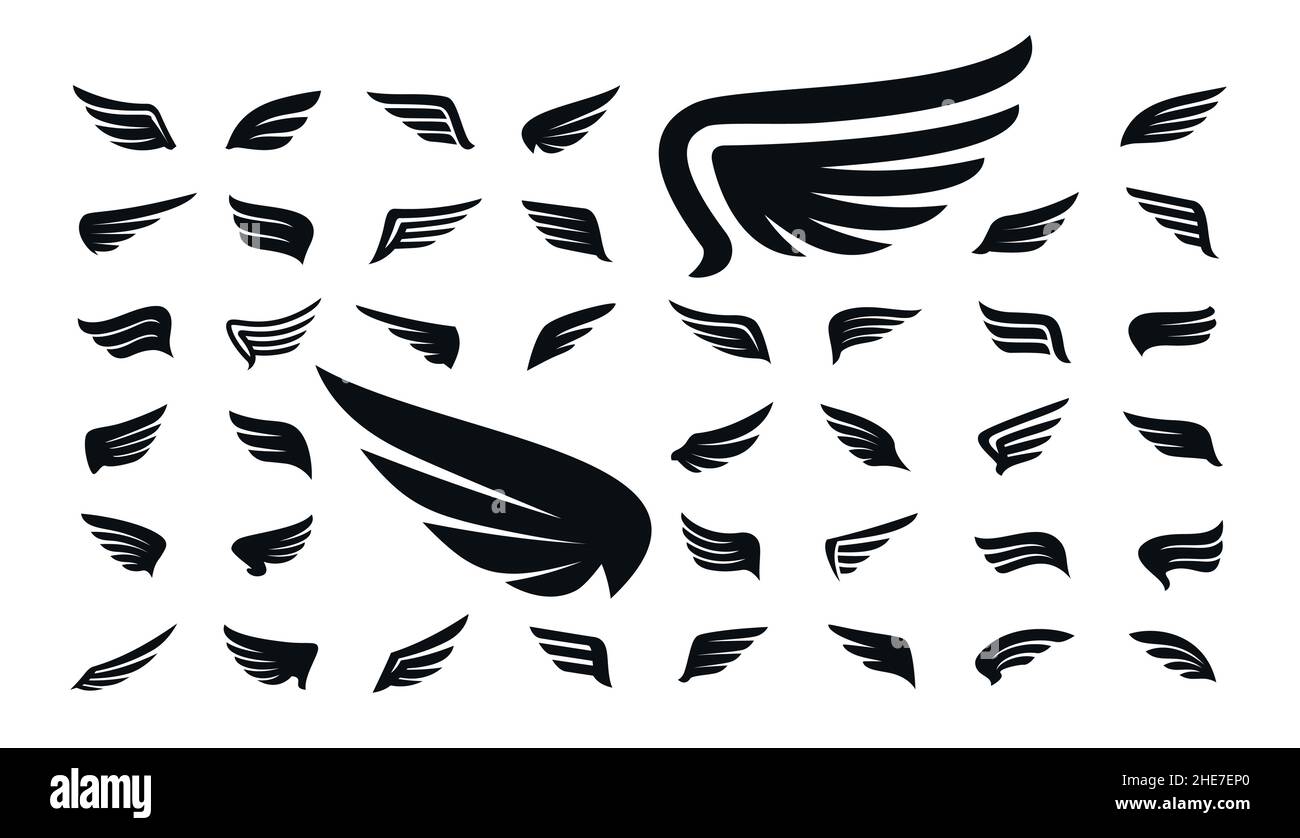 Wings icon set. Angel or bird wings. Vector illustration Stock Vector ...
