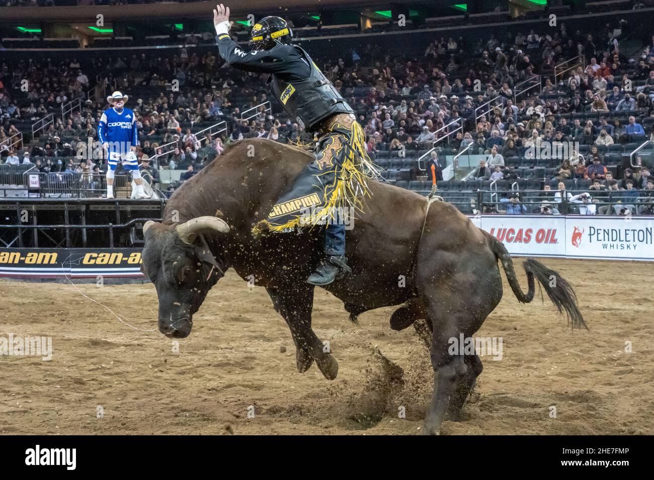 NEW YORK, NY - JANUARY 07: Cole Melancon rides Hell On The Red during ...