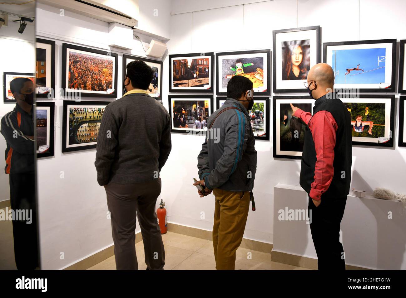 Visitors are seen looking at the Artworks during the International ...