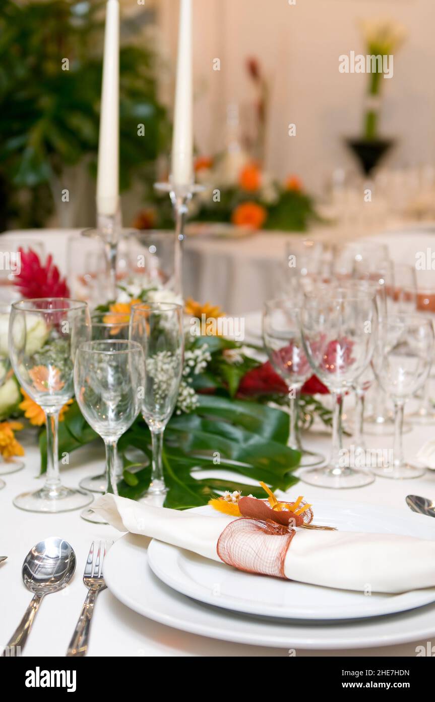 table prepared for a banquet or celebration Stock Photo - Alamy