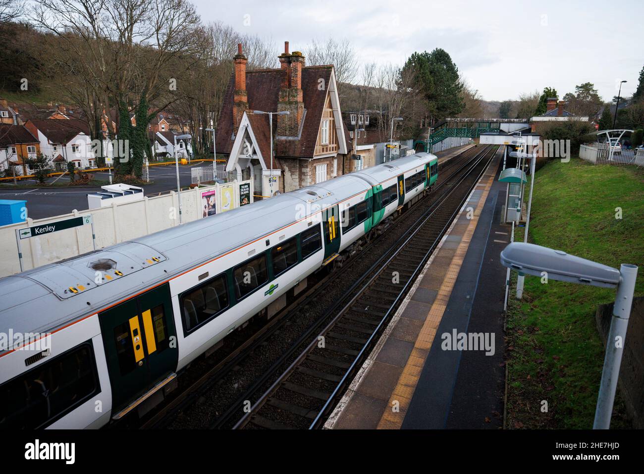A train pulls into Kenley train station in South London Stock Photo - Alamy