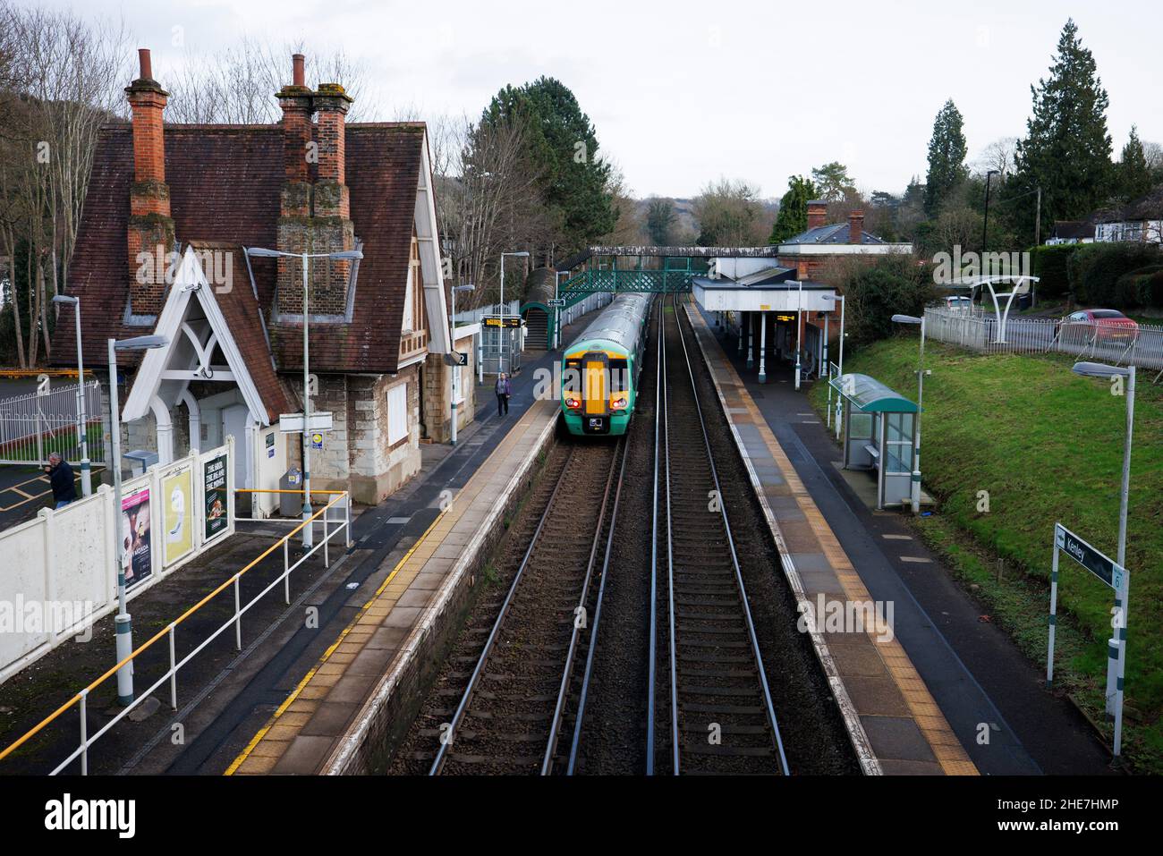 A train pulls into Kenley train station in South London Stock Photo - Alamy