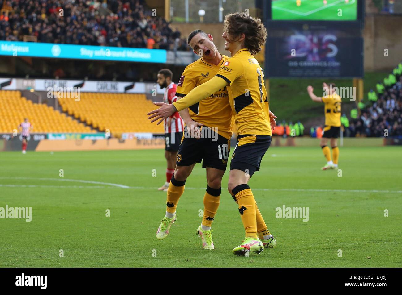 WOLVERHAMPTON, UK. JAN 9TH Daniel Podence of Wolverhampton Wanderers ...