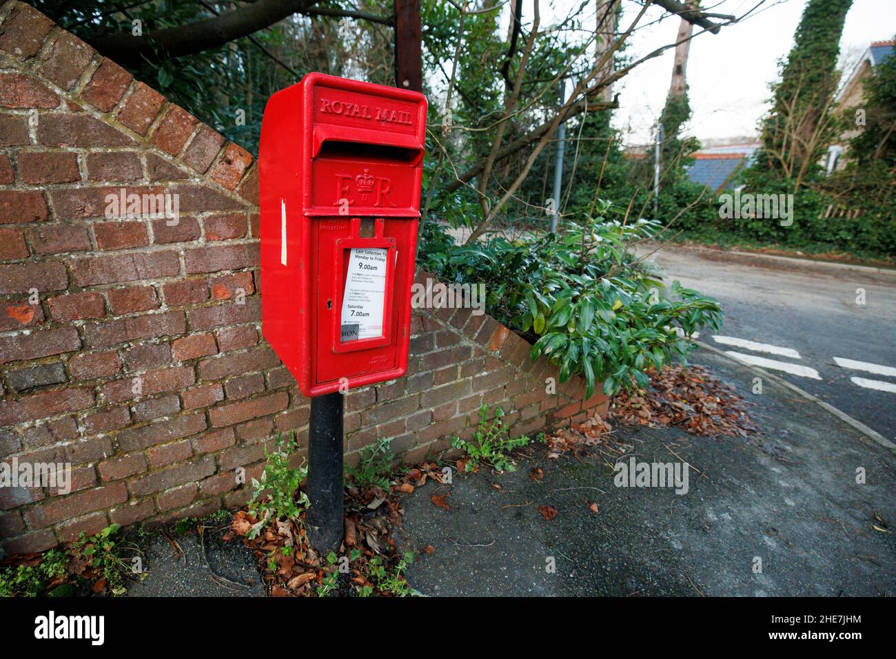 A Royal Mail Lamp Box post box on a street corner in Kenley, South ...