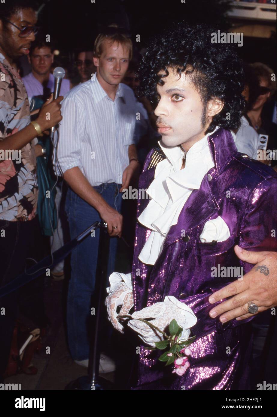 Prince at the premiere of "Purple Rain" on July 26, 1984 at Mann ...