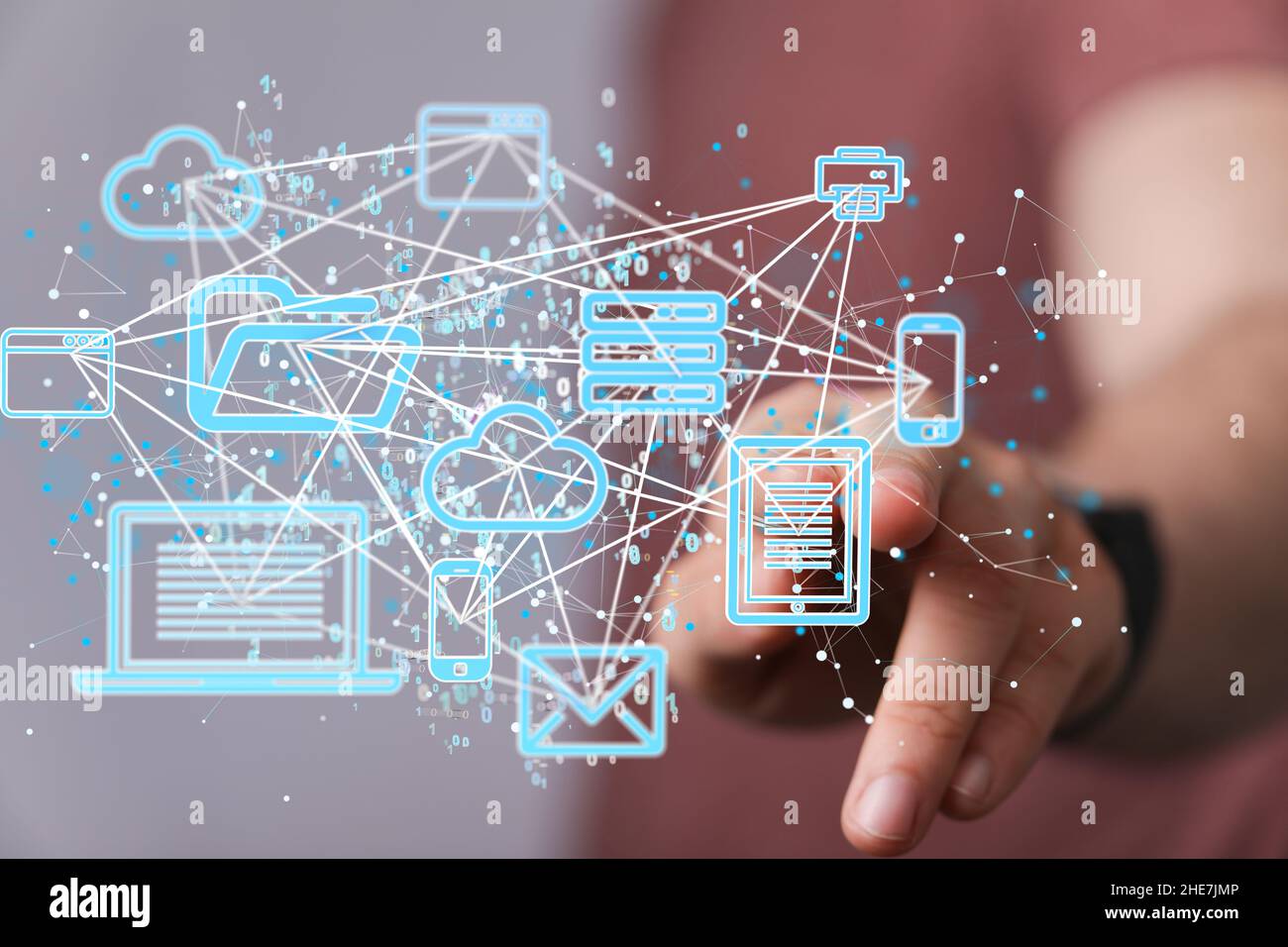 Data cloud storage network from lines, triangles and particle style design Stock Photo - Alamy
