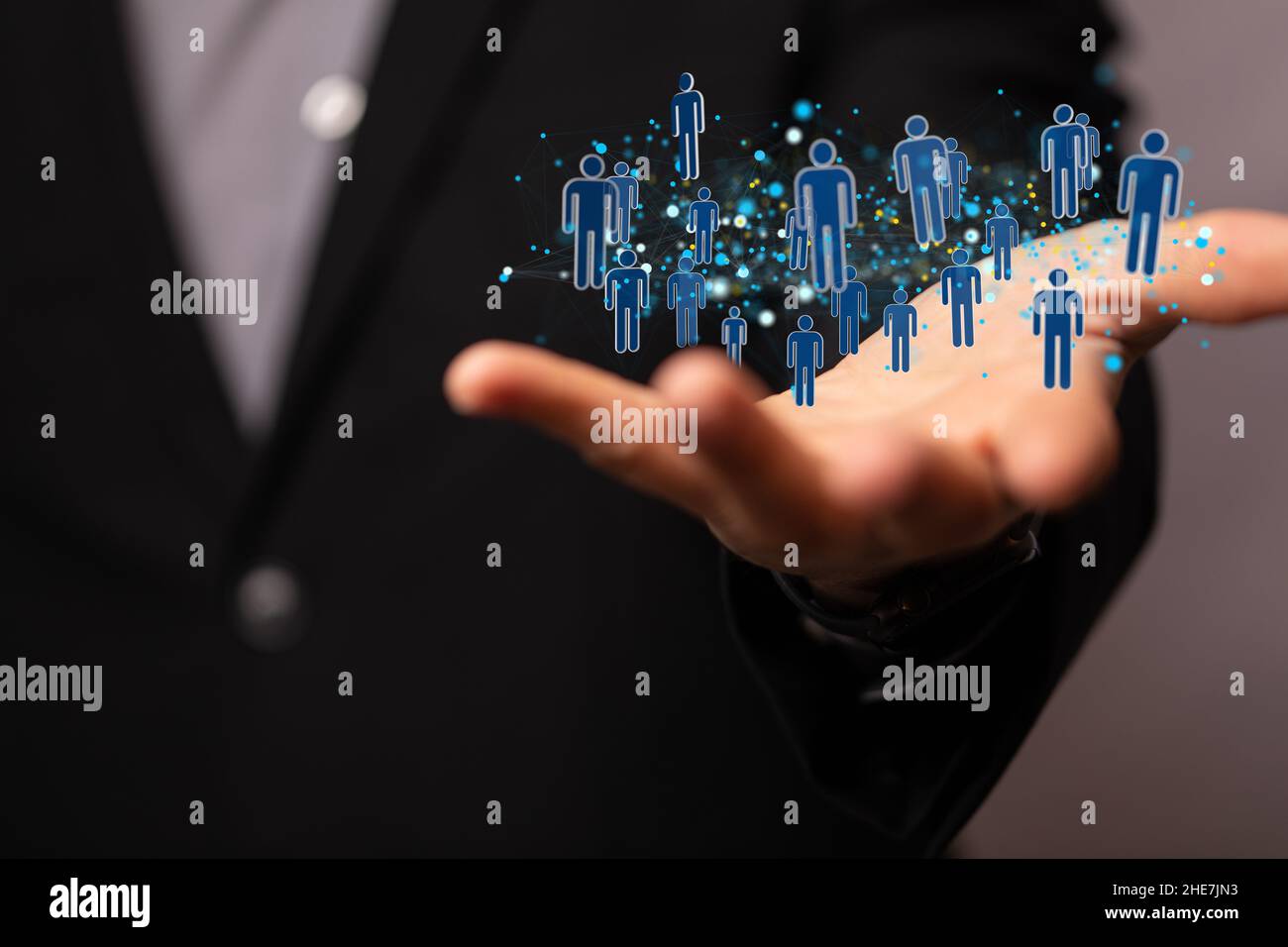 Male hand and organization chart of team concept Stock Photo - Alamy