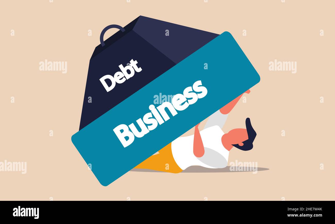 Business debt and poor burden investment. Man loss money and credit ...