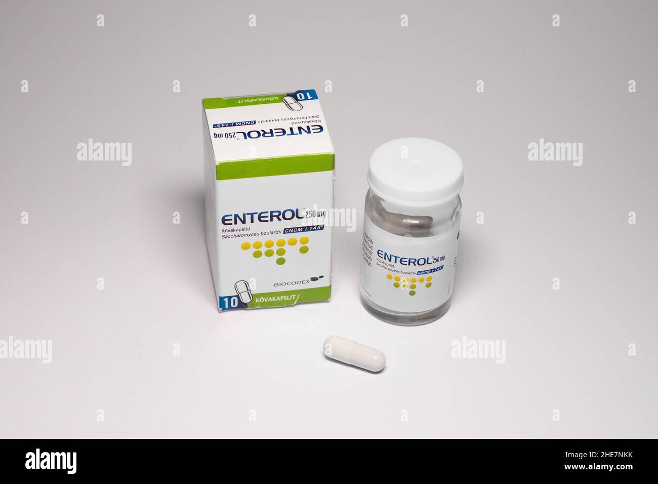Enterol capsules by Biocodex. Anti-diarrheal medicinal product ...