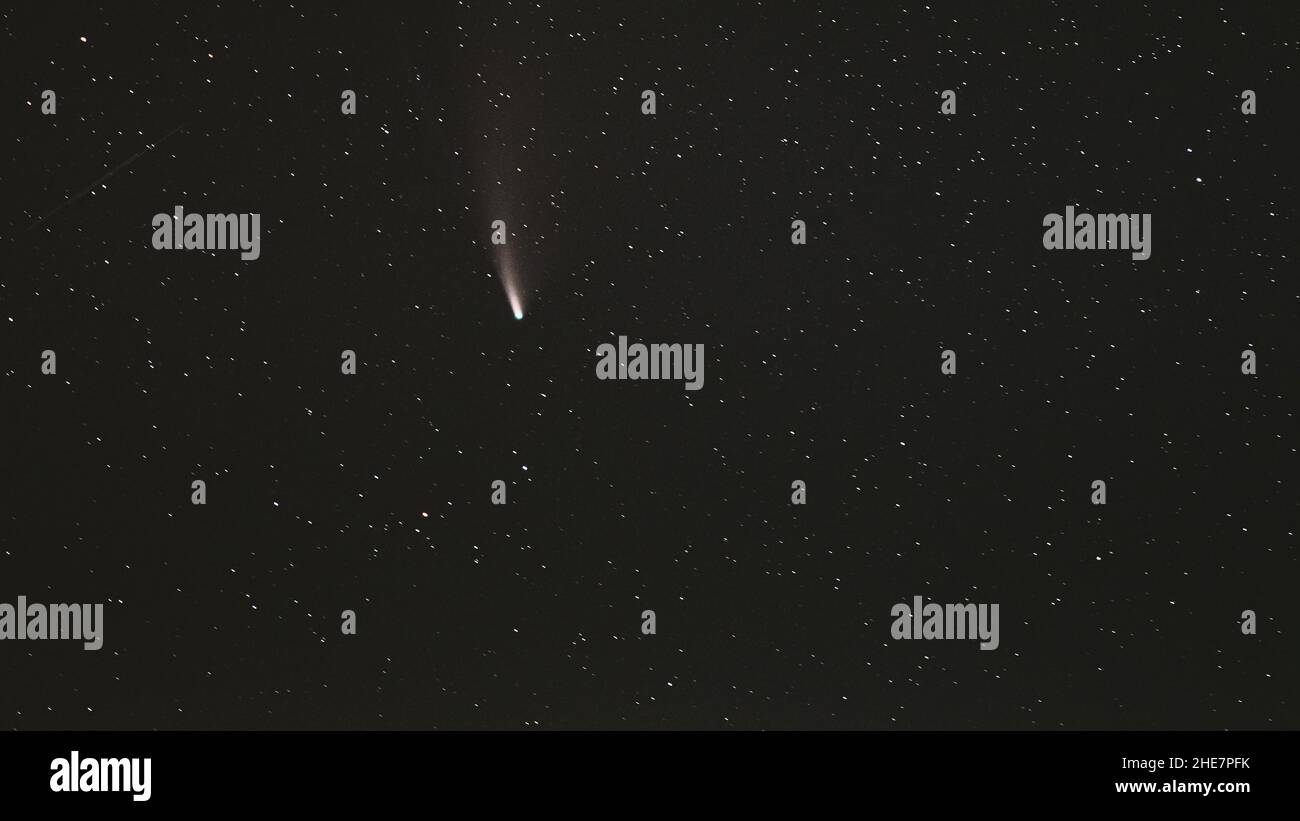18 July 2020. Comet Neowise C2020F3 In Night Starry Sky. Natural Night ...
