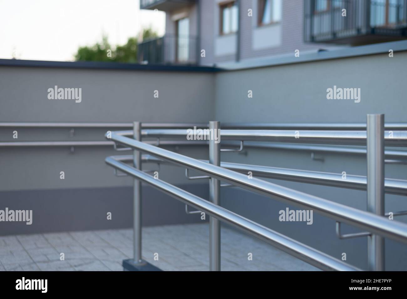 Stainless steel handrail Stock Photo - Alamy
