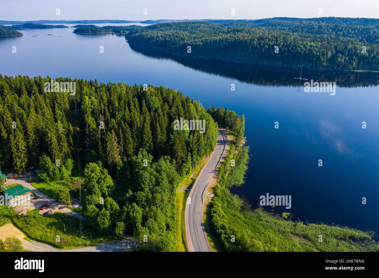 Aerial view of the system of lakes with islands Stock Photo - Alamy