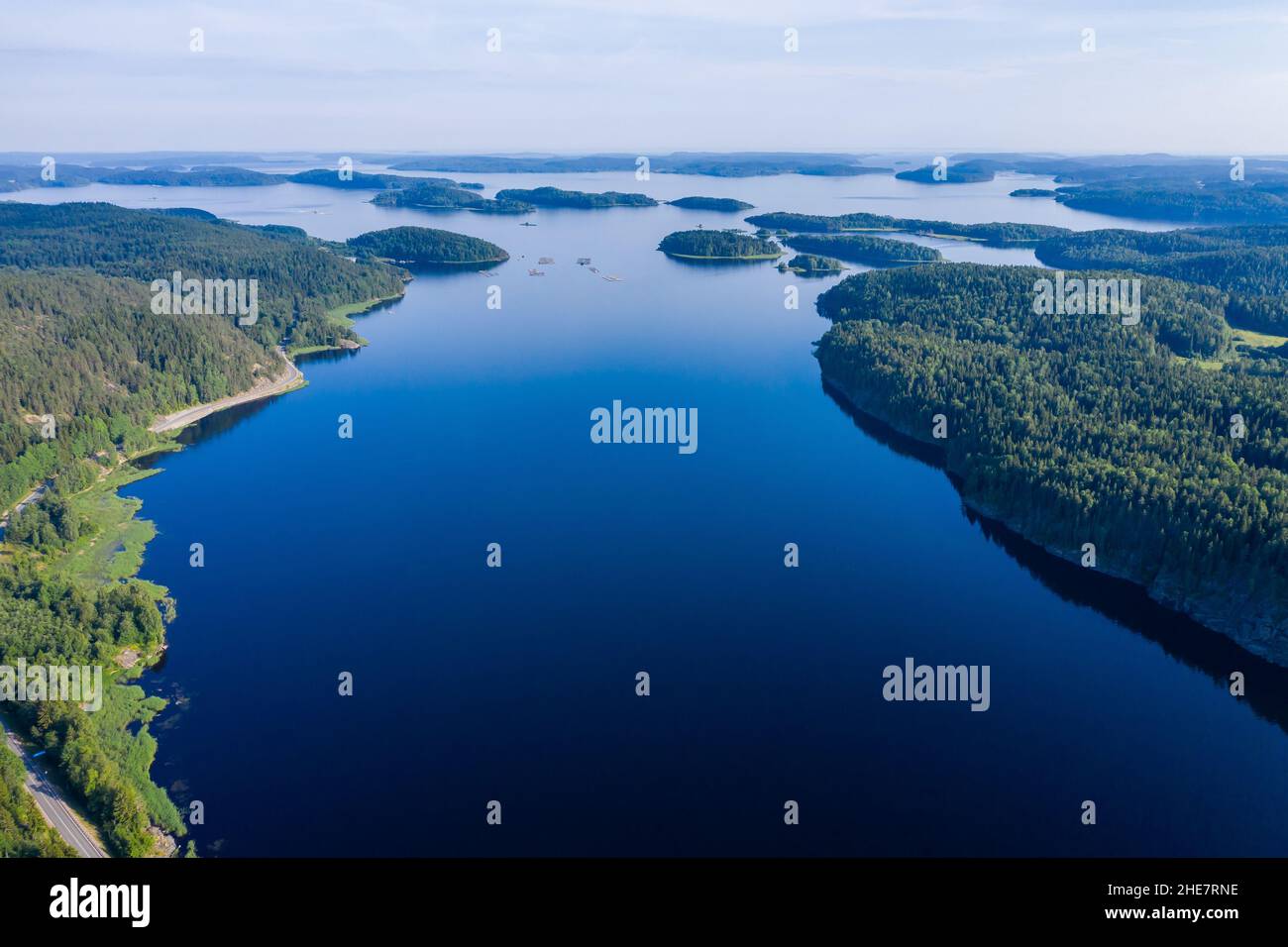 Aerial view of the system of lakes with islands Stock Photo - Alamy