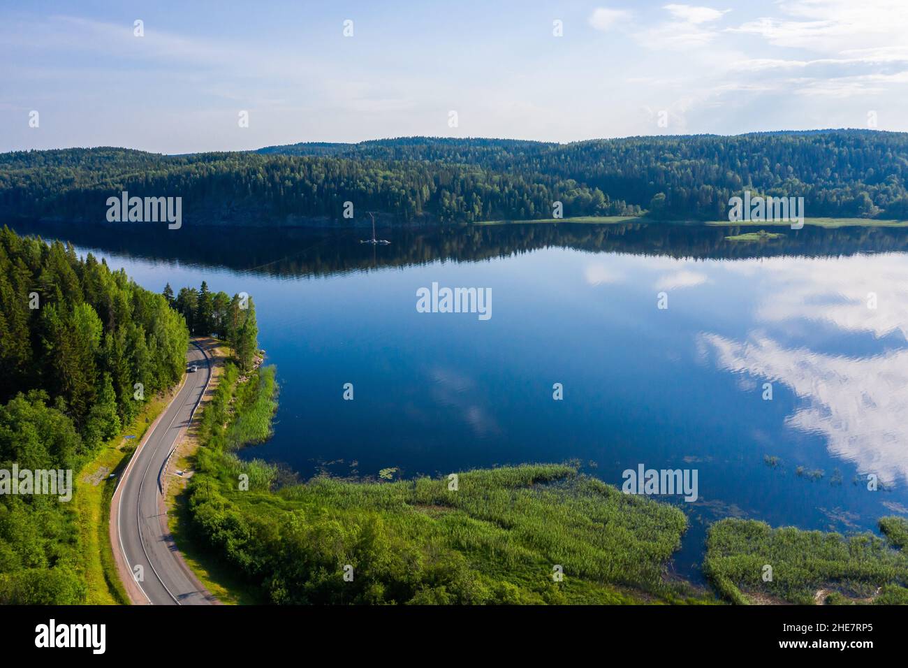 Aerial view of the system of lakes with islands Stock Photo - Alamy