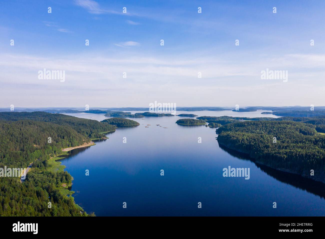 Aerial view of the system of lakes with islands Stock Photo - Alamy
