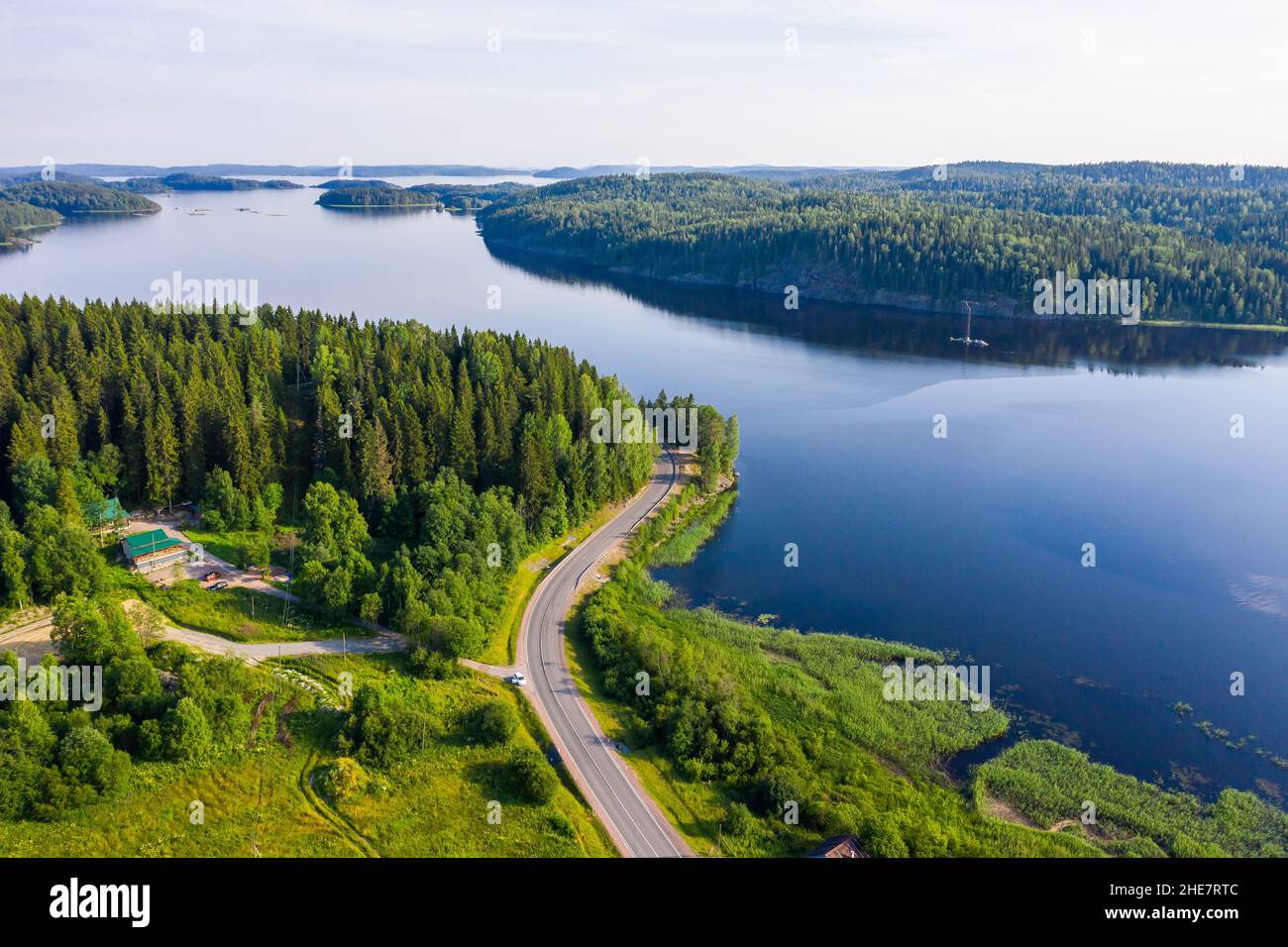 Aerial view of the system of lakes with islands Stock Photo - Alamy