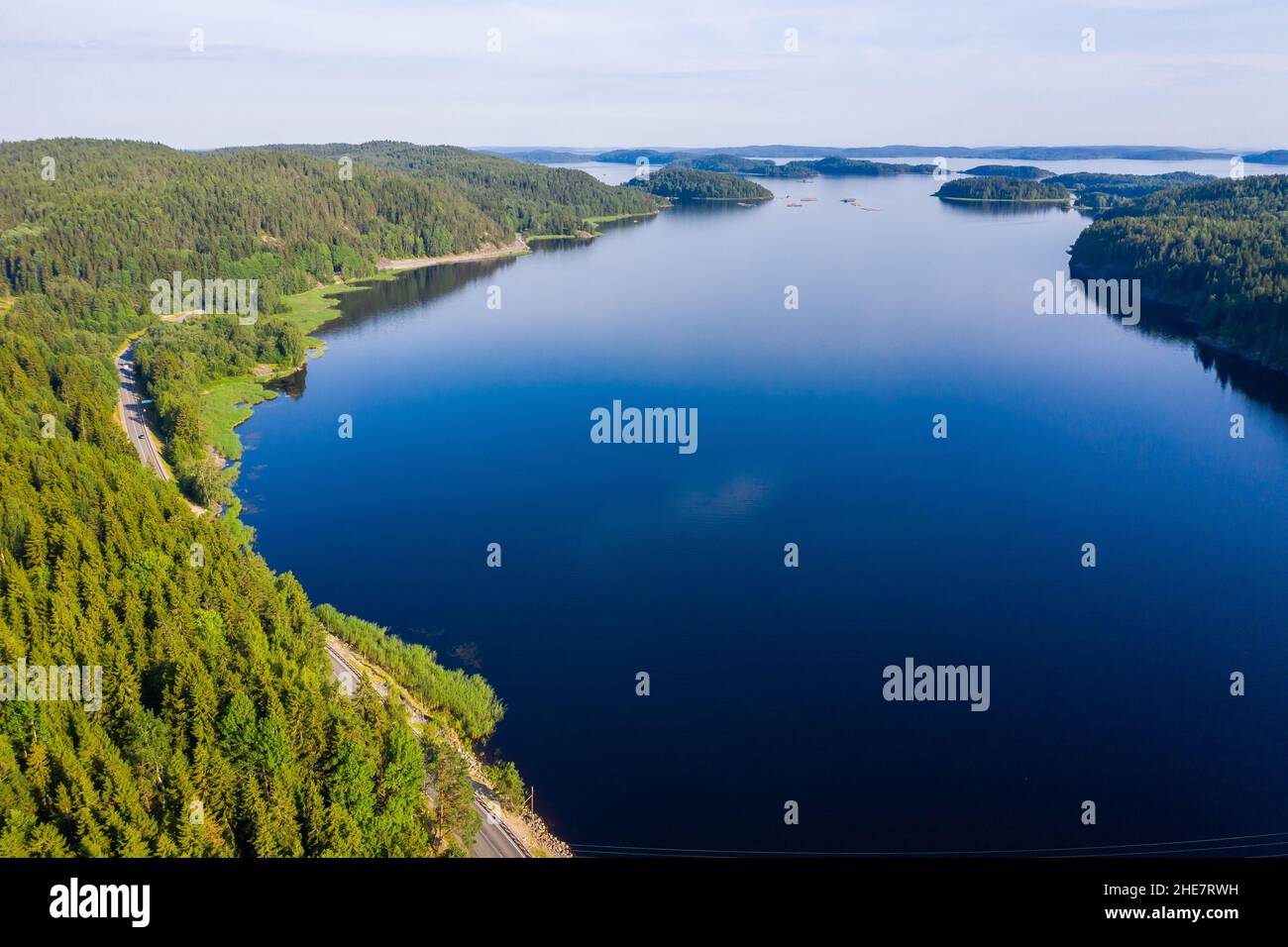 Aerial view of the system of lakes with islands Stock Photo - Alamy