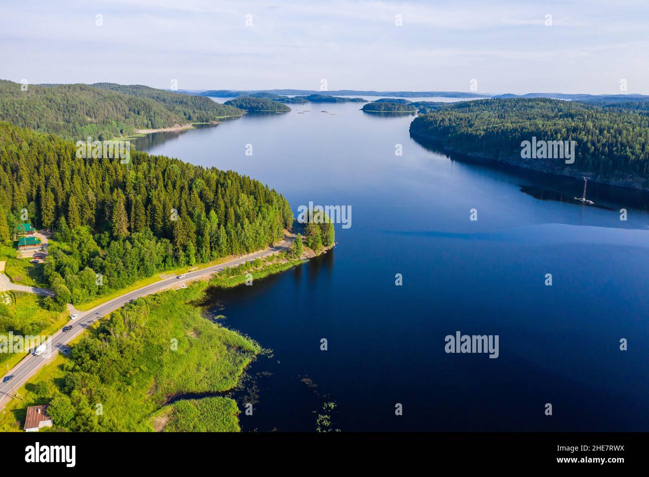 Aerial view of the system of lakes with islands Stock Photo - Alamy