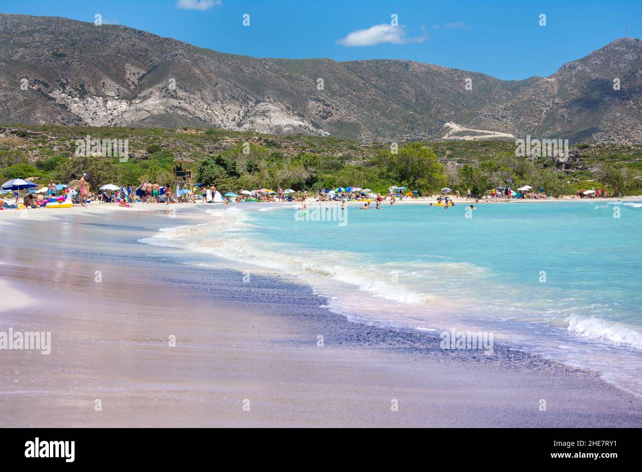 Tropical sandy beach with turquoise water, in Elafonisi, Crete, Greece ...