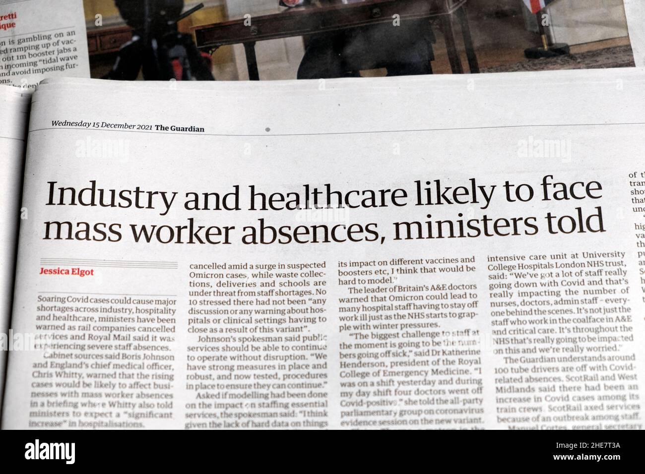 "Industry and healthcare likely to face mass worker absences, ministers ...