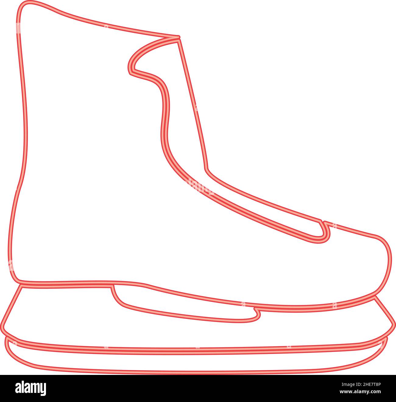 Neon skate red color vector illustration image flat style light Stock ...