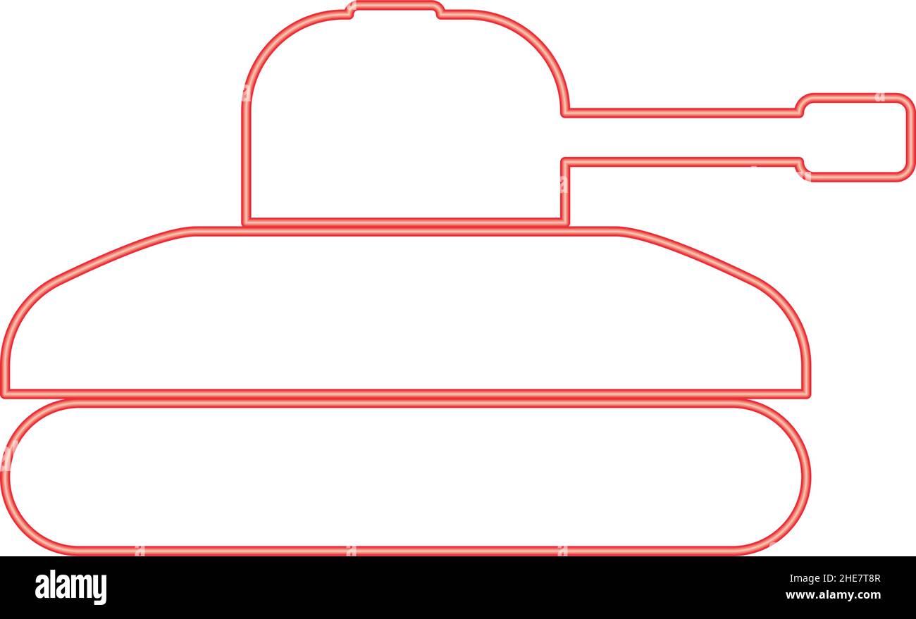 Neon tank red color vector illustration image flat style light Stock ...