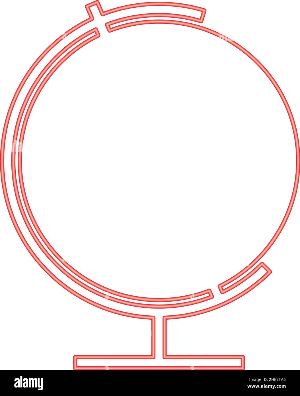 Neon globe red color vector illustration image flat style light Stock ...