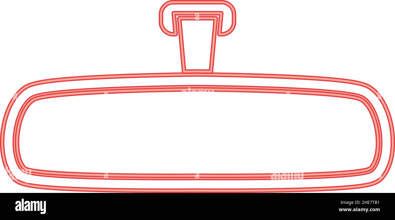 Neon rear view mirror red color vector illustration image flat style ...