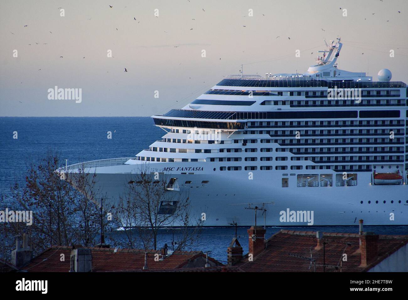 The liner “MSC Fantasia” cruise ship arrives at the French ...