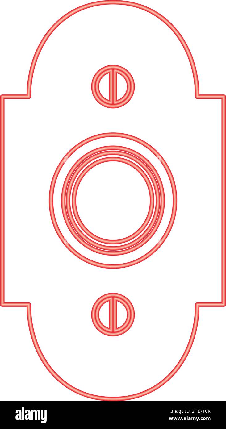 Neon doorbell red color vector illustration image flat style light ...