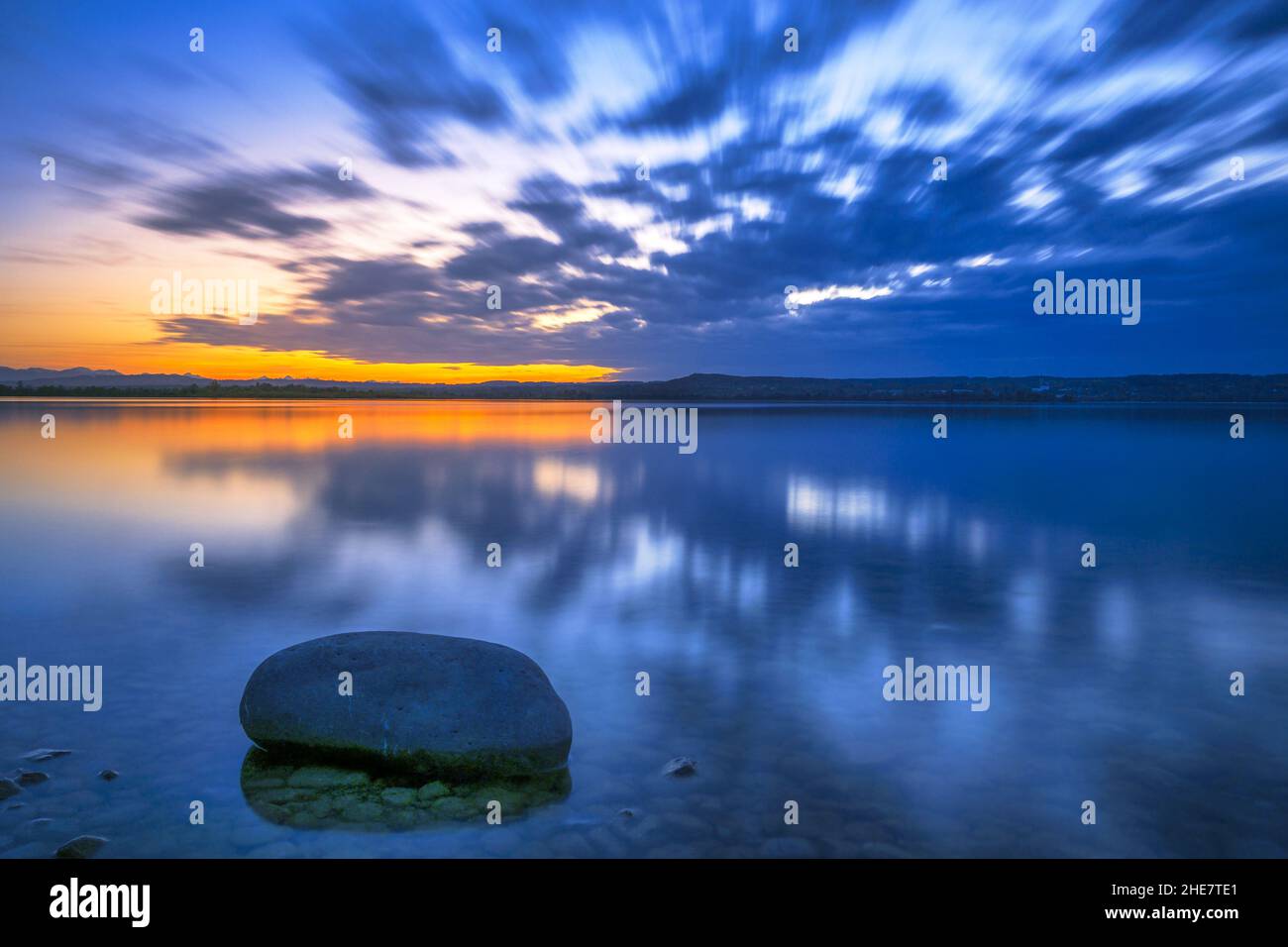 Sunset, Dusk at Ammersee, Bavaria, Germany Stock Photo - Alamy