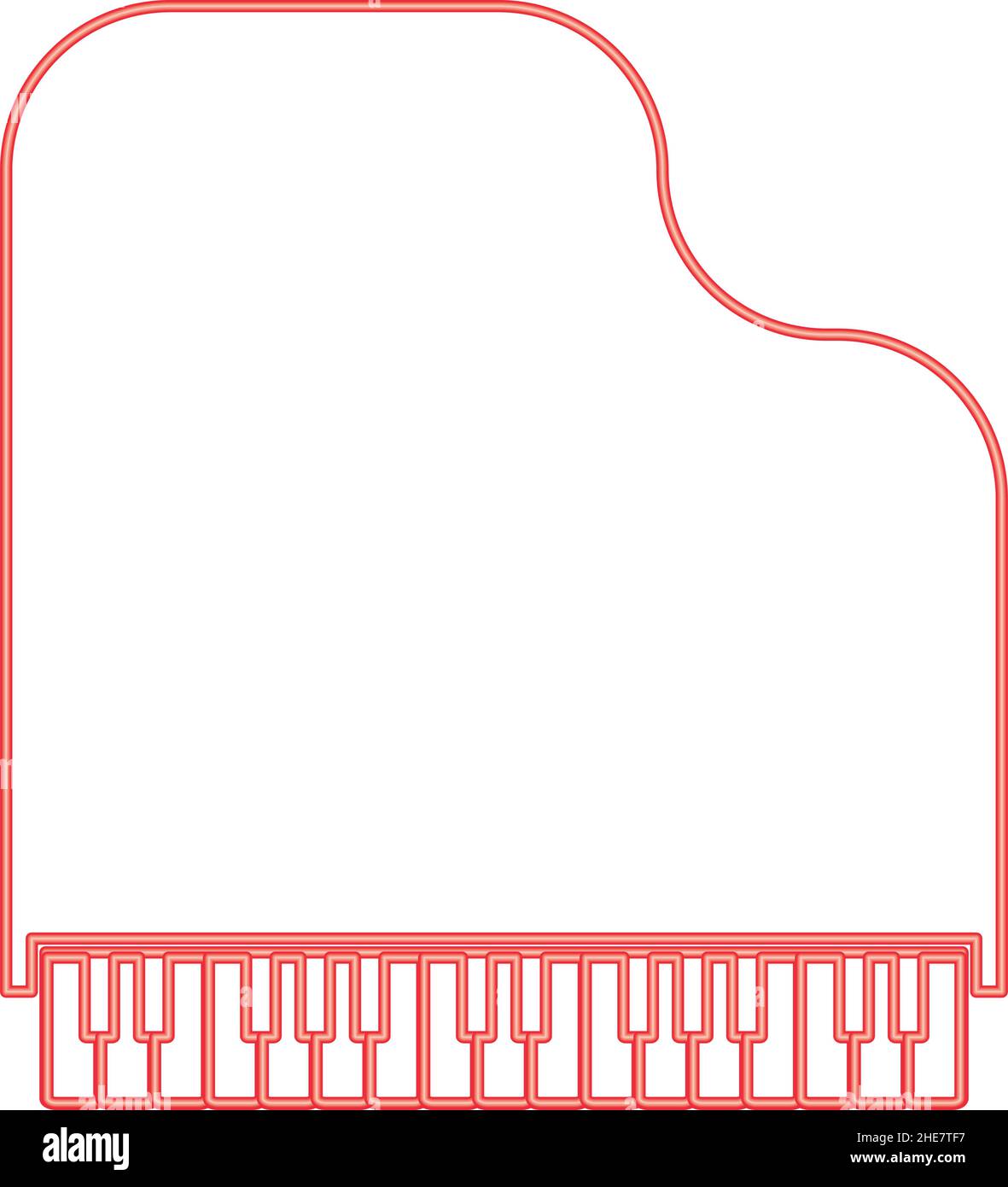 Neon grand piano red color vector illustration image flat style light ...