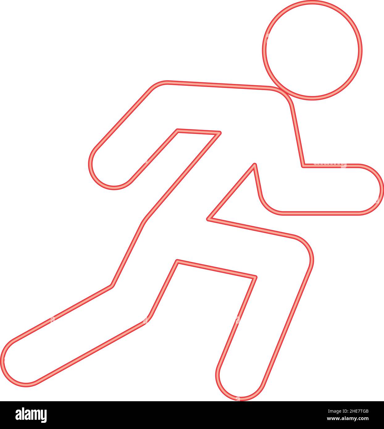 Neon run man red color vector illustration image flat style light Stock ...