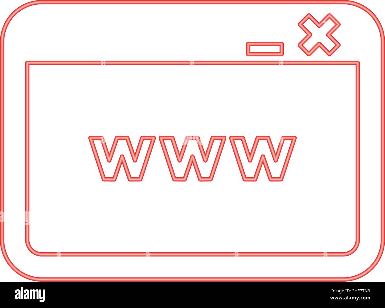 Neon window browser internet or web page red color vector illustration ...