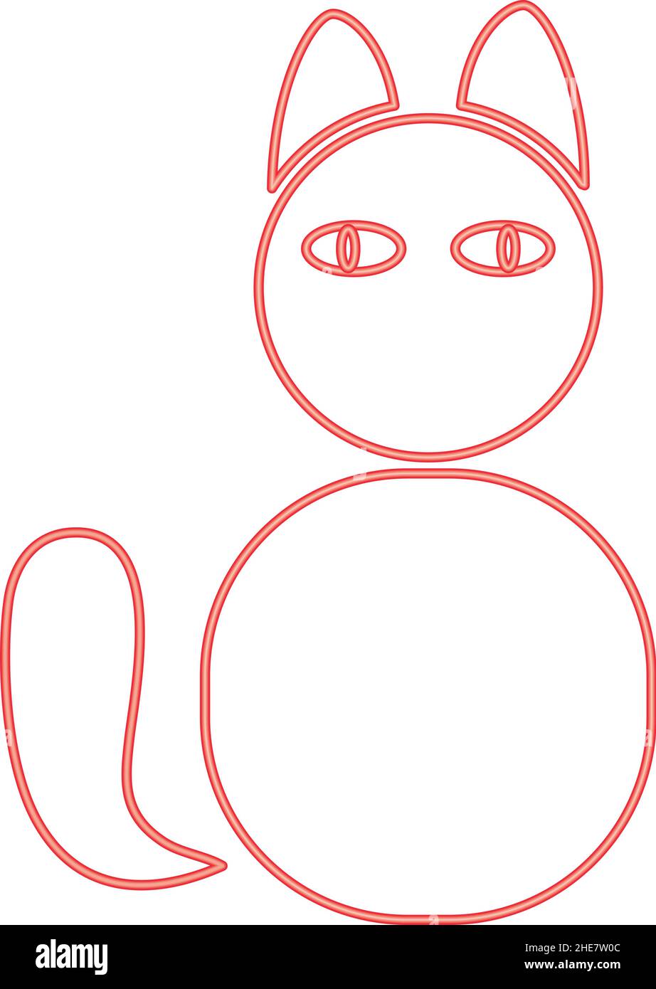 Neon cat red color vector illustration image flat style light Stock ...