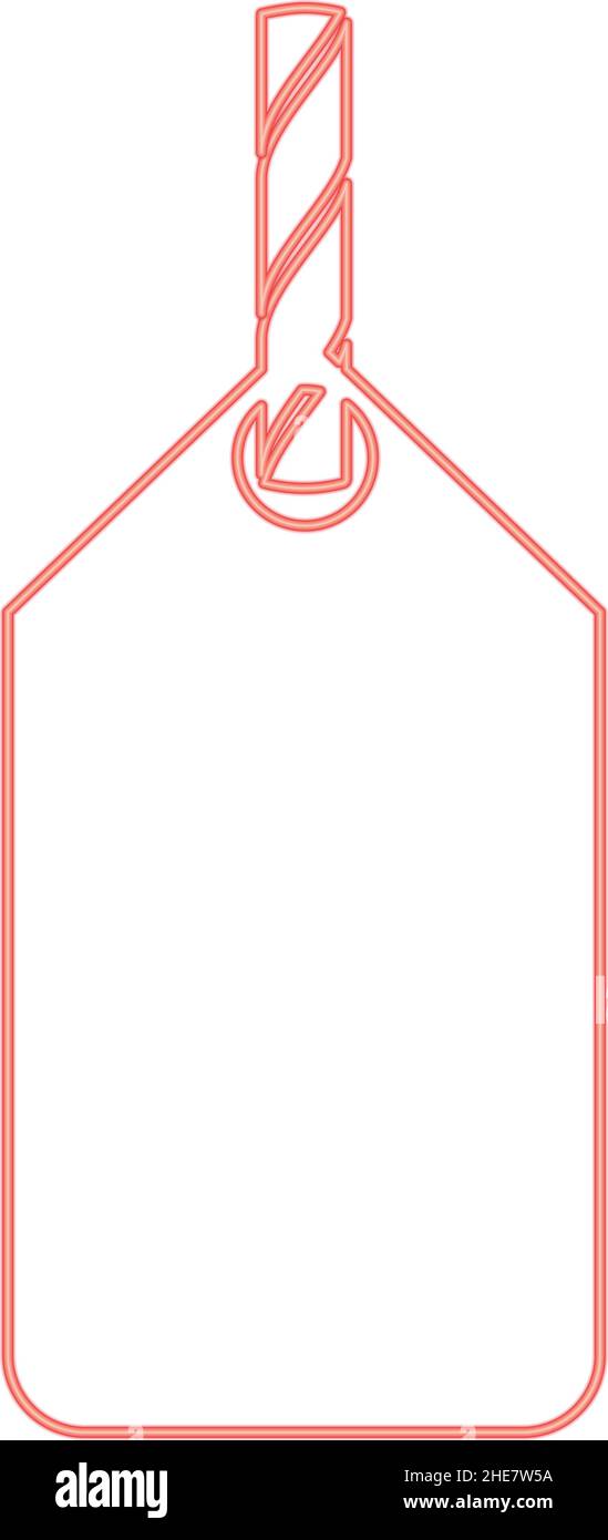 Neon label on the rope red color vector illustration image flat style ...