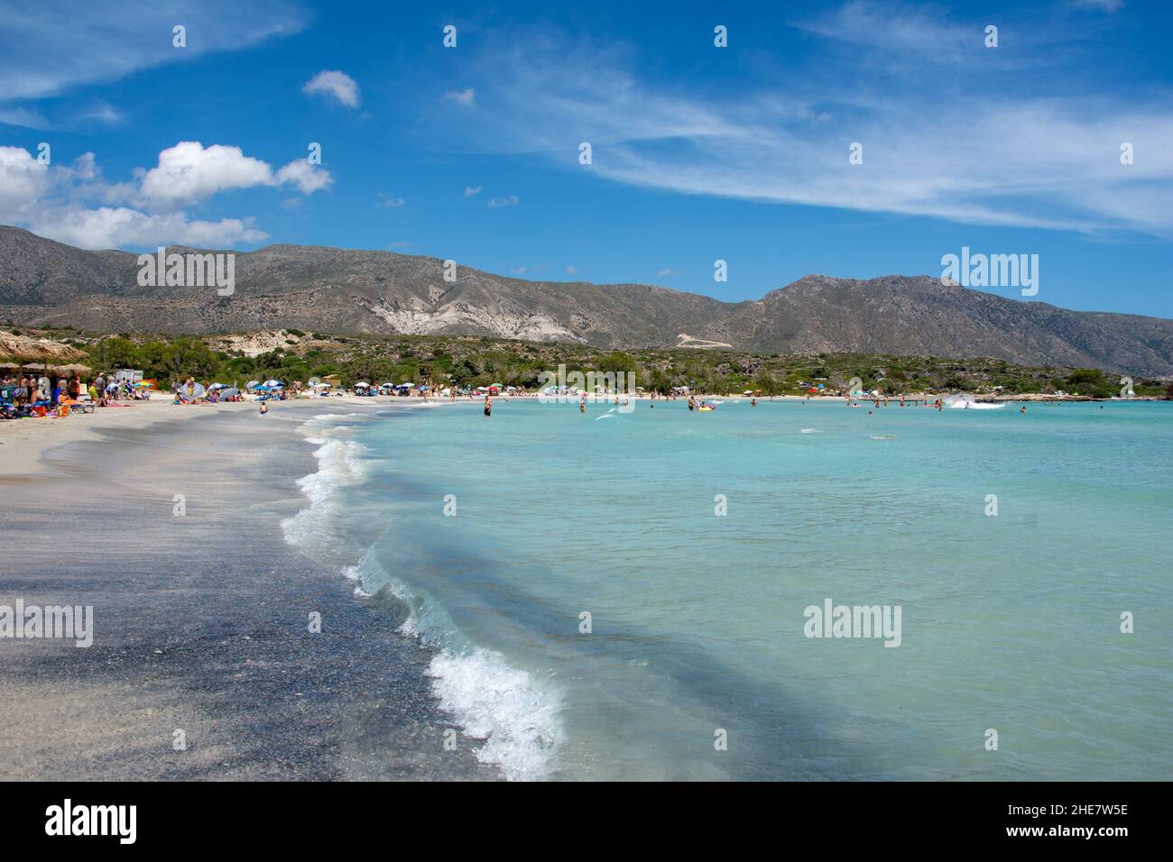 Tropical sandy beach with turquoise water, in Elafonisi, Crete, Greece ...