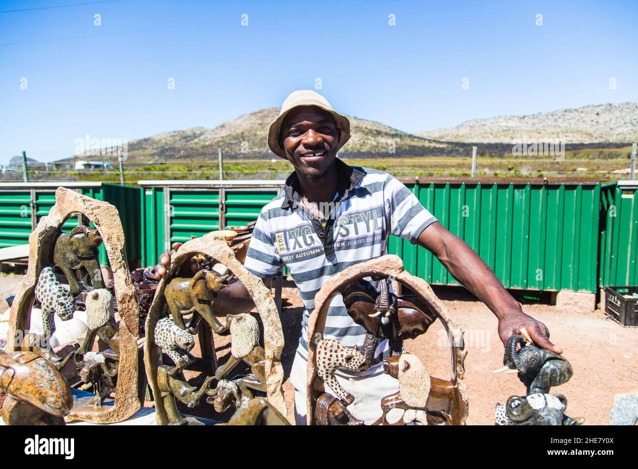 Black male selling stuff on the road in Capetown, South Africa Stock ...