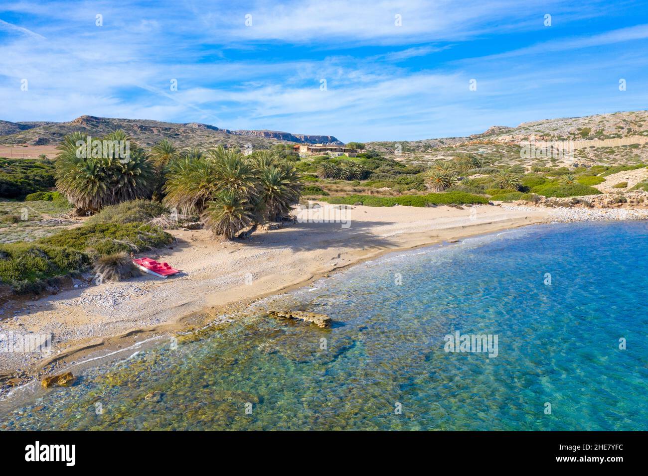 Scenic landscape of palm trees, turquoise water and tropical beach ...