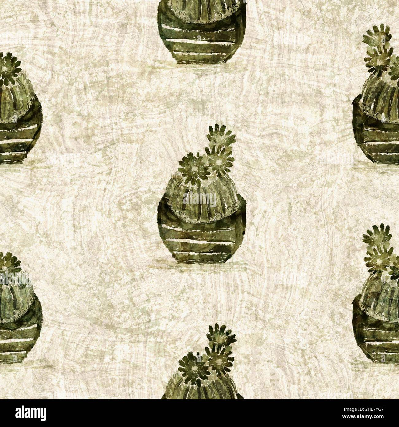 Desert plant on sand texture seamless raster pattern. Organic succulent ...