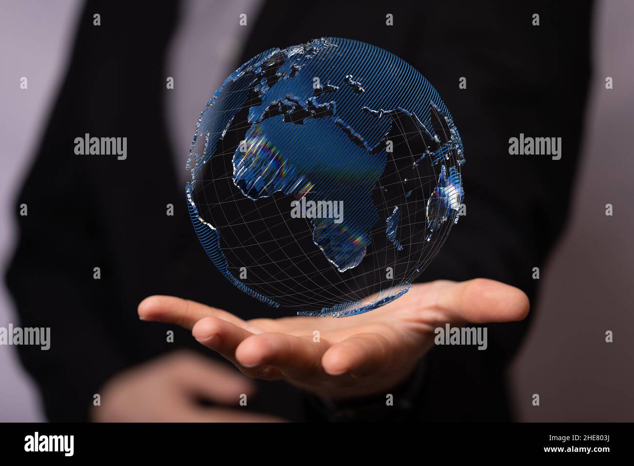 Digital illustration of the earth in the hand -the concept of the ...