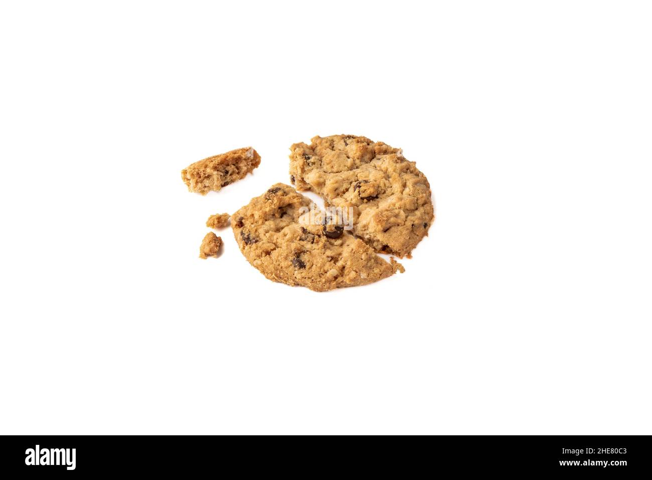 One crumbled granola cookie on a white background. Copy space Stock ...