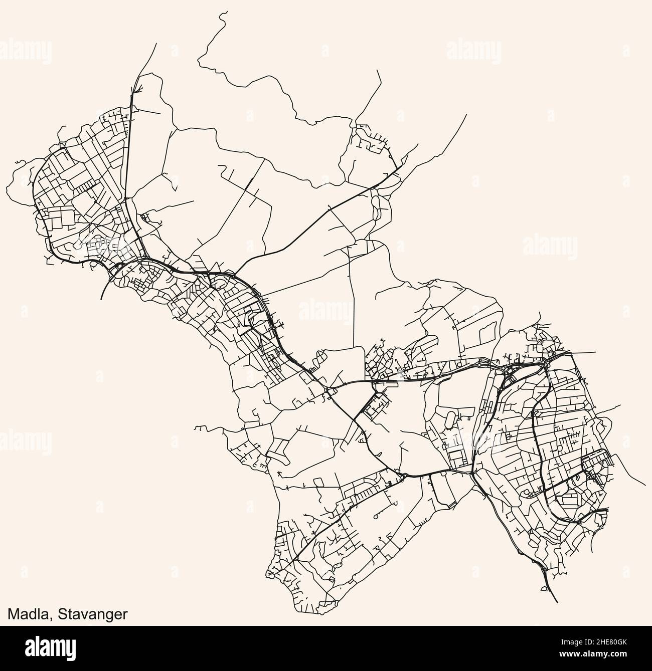 Detailed navigation black lines urban street roads map of the quarter ...